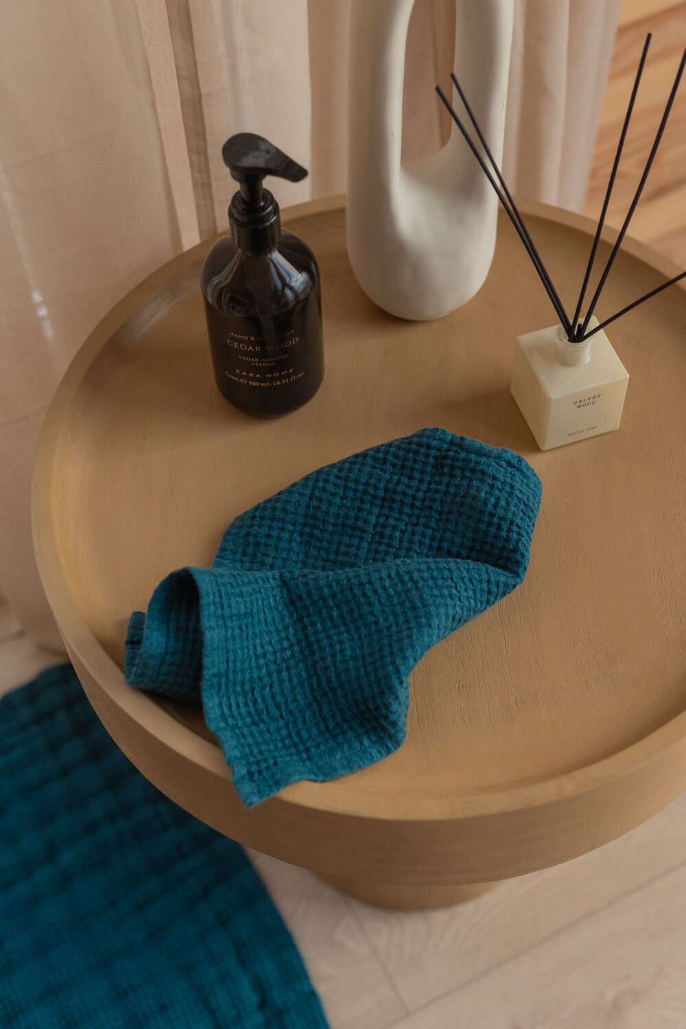 Linen Waffle Towel in Deep Water | LinenSpells Linen Waffle Towel in Deep Water | LinenSpells